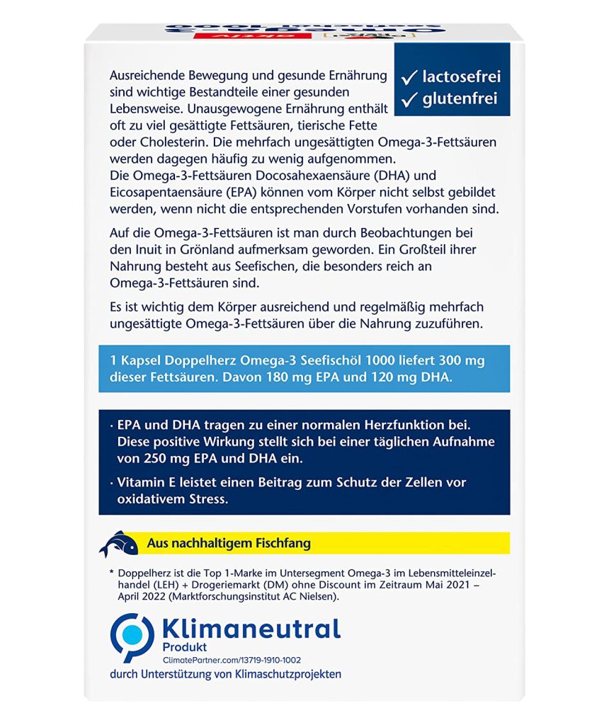 Viên uống Omega 3 DOPPEL HERZ 1000mg [80mg] – Hà Hàng Đức